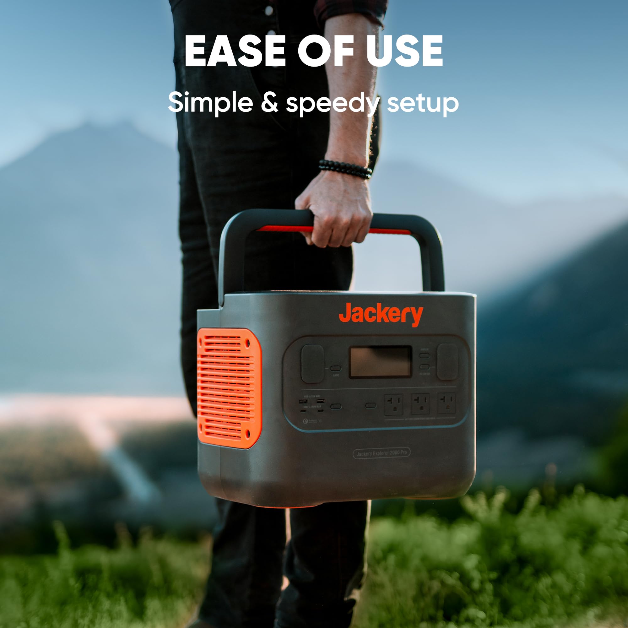 Jackery Explorer 2000 PRO Portable Power Station, 2160Wh capacity with 3x120V/2200W AC Outlets, Solar Mobile Lithium Battery Pack for Outdoor RV Camping Emergency (Renewed)