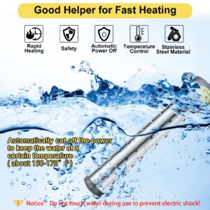 2 Pcs Immersion Water Heater Portable Electric Heater Submersible Hot Tub Heater with 304 SS Guard for Above Ground Pool Bathtub Plastic Bucket Basin Heat 5 Gallon Water in Minutes(Black, 1500W)