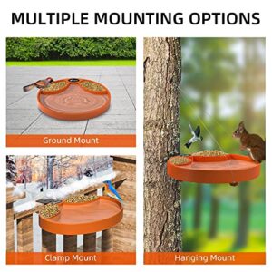 hodzumrac Heated Bird Bath, 75W Thermostatically Controlled Birdbath Heater with 2 Food Trough, Heated Bird Feeder for Winter Outdoor Patio Lawn & Garden Decoration, with Mounting Hardware