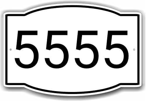 Horizontal White and Black House Number, Address Plaque Sign for Mailbox, Customized for House, Store, Office, Outside, 911 Visibility Signage