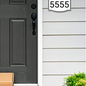 Horizontal White and Black House Number, Address Plaque Sign for Mailbox, Customized for House, Store, Office, Outside, 911 Visibility Signage