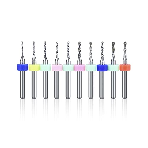 VIEUE Drill Bits 10 Pack 1.1-2.05mm PCB Drill Bit Set 3.175mm Shank PCB Micro Drill Bit Carbide Bit Set (Color : PCB1.55 10PCS)