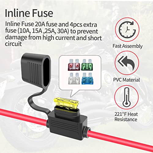 ELFCULB 2Pack 10AWG 1FT Power SAE Socket Sidewall Port to SAE Connecters Extension Cable, with 1*Reverse Adapter Quick Disconnect Weatherproof, for Solar Panel, Motorcycle, Car