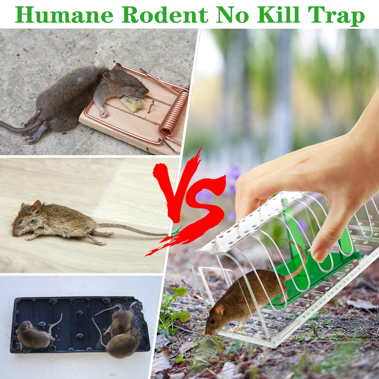 Heyouou Humane Mouse Traps Indoor Outdoor, Reusable Rat Catch and Release That Work, No Kill Live Safe Mice Trap Catcher for House, Garage, Small Rodent, Voles, Hamsters, Mole 2 pack Blue Mouse Traps