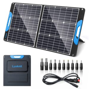 100 watt portable solar panel for power station, foldable 100w solar panel for camping hiking off-grid living, monocrystalline folding panel solar with 5v usb 18v dc output…