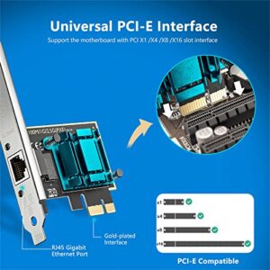 2.5GBase-T PCIE Network Card 2500/1000/100Mbps PCI Express Gigabit Ethernet Adapter, Network Adapter for PC, Supported Windows 11/10/8/7 and Mac 10.7 (Above)