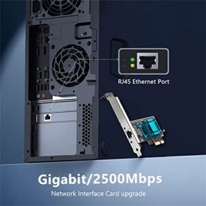 2.5GBase-T PCIE Network Card 2500/1000/100Mbps PCI Express Gigabit Ethernet Adapter, Network Adapter for PC, Supported Windows 11/10/8/7 and Mac 10.7 (Above)