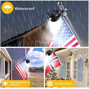 Solar Flag Pole Light, White 6000k Bright 13LEDs for 5ft 6ft Flag Pole Light Solar Powered, Waterproof Outdoor Flagpoles Led Lights Outside House Garden Yard American Flags Decorations, Black Round