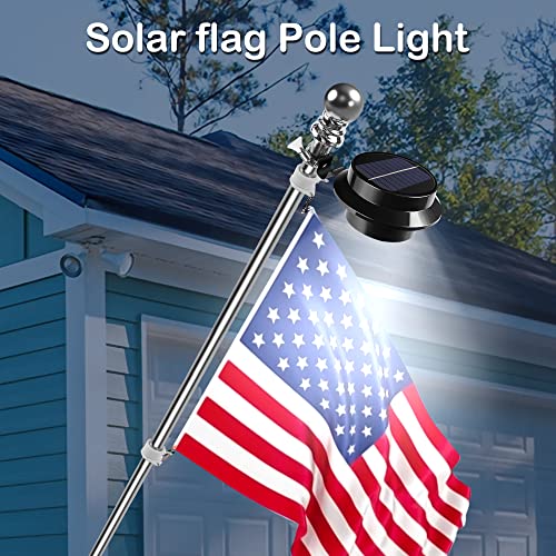 Solar Flag Pole Light, White 6000k Bright 13LEDs for 5ft 6ft Flag Pole Light Solar Powered, Waterproof Outdoor Flagpoles Led Lights Outside House Garden Yard American Flags Decorations, Black Round