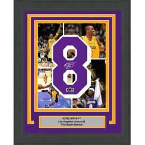 framed kobe bryant facsimile autographed jersey number 20x24 los angeles lakers reprint laser auto basketball photo