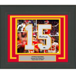 framed patrick mahomes facsimile autographed jersey number 23x21 kansas city chiefs reprint laser auto football photo