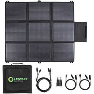 lensun 200w 12v portable solar panel blanket with standard connectors for solar generator power station, lightweight ultra-thin only 5.2 kgs/11.4 lbs