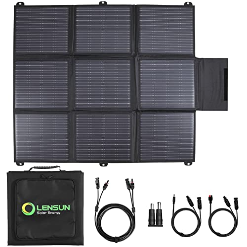 Lensun 200W 12V Portable Solar Panel Blanket with Standard Connectors for Solar Generator Power Station, Lightweight Ultra-Thin only 5.2 kgs/11.4 lbs