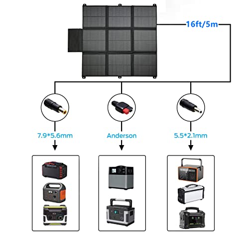 Lensun 200W 12V Portable Solar Panel Blanket with Standard Connectors for Solar Generator Power Station, Lightweight Ultra-Thin only 5.2 kgs/11.4 lbs