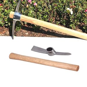 Pickaxe Hoe Hand Cultivator Gardening Hoe Cultivator Garden Tool Dual-Purpose Bonsai Hand Tiller Stainless Steel Pick Hoe Short Claw Rake with Wooden Handle for Bonsai Nurseries Garden