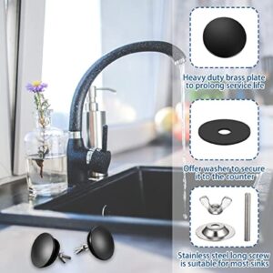 4 Pcs 2 Inch Kitchen Sink Hole Cover Faucet Hole Cover Stainless Steel Kitchen Sink Tap Hole Plate Stopper Cover Blanking Metal Plug (Matte Black)