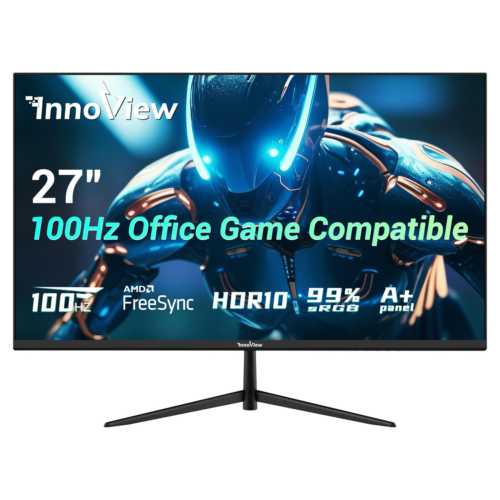 InnoView 27 Inch FHD 100HZ Eyes Care Built-in Speakers Frameless 4000:1 Contrast Ratio Ultra Thin Bezel Professional Computer Office Gaming Monitor