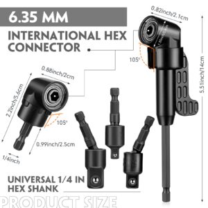 32 Pieces Flexible Drill Bit Extension Set Including 105° Right Angle Drill Attachment 1/4, 3/8, 1/2 Inch Hex Adapter Socket Bendable Magnetic Extender Universal Drill Bit Extension Screwdriver