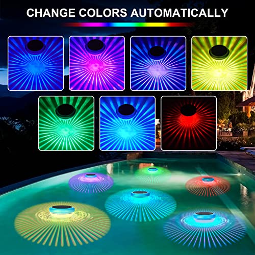 Floating Pool Lights, Solar Pool Lights with RGB Color Changing Waterproof Pool Lights That Float for Swimming Pool at Night LED Pool Lights for Outdoor Pool Pond Hot tub Fountain Garden (2 Pcs)