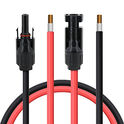 Solar Panel Extension Cable 10 Gauge 10 AWG 5 Feet Black + 5 Feet Red Solar Panel Extension Cable Wire Solar Connectors