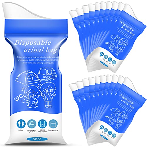 Moodooy Emergency Portable Urine Bag, 20pcs Travel Urinal Bag, Disposable Urine Bag can be Used for Emergency Situations Such as Traffic Jams, Vomiting, Camping, etc. Unisex Urinal Bag.