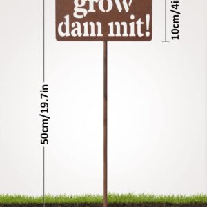 Grow Dammit Garden Signs Decor- Metal Garden Stakes Sign Funny Gardening Gifts with Gift Box for Women Men and Gardeners (19.7 Inches Tall)