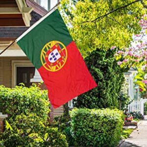 DANF Portugal Flag 3x5 Ft Thick Polyester, Fade Resistant, Brass Grommets, Canvas Header Portuguese National Flags with 3 X 5 Feet