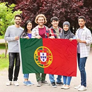 DANF Portugal Flag 3x5 Ft Thick Polyester, Fade Resistant, Brass Grommets, Canvas Header Portuguese National Flags with 3 X 5 Feet