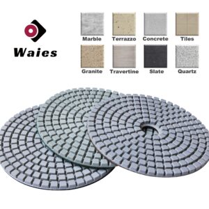 Waies 11 Packs 4 Inch Diamond Polishing Pads with 5/8"-11 Backer Pad 9 PCS Wet/Dry Polish Pad Kit for Drill Grinder Polisher 50-10000 Grit Pads for Marble Tile Quartz Granite Concrete Countertop