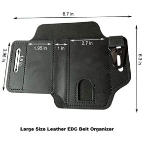 Leather EDC Belt Organizer for Men, Multitool Sheath for Belt, Tactical Pen Holster, Flashlight Holster, Everyday Carry Multi Tool Holster, EDC Belt Pouch