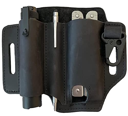 Leather EDC Belt Organizer for Men, Multitool Sheath for Belt, Tactical Pen Holster, Flashlight Holster, Everyday Carry Multi Tool Holster, EDC Belt Pouch