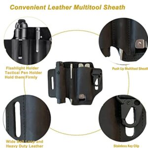 Leather EDC Belt Organizer for Men, Multitool Sheath for Belt, Tactical Pen Holster, Flashlight Holster, Everyday Carry Multi Tool Holster, EDC Belt Pouch