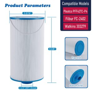 Mamokin FC-2402 Hot Tub Filter Replaces Watkins 303279, 5CH-37, PFF42TC-P4, 78460 and Lifesmart, AquaTerra, Fantasy, Freeflow, Simplicity, Bermuda, Aspire, Azure, Spa Filter - 1 Pack