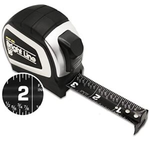 perfect measuring tape - brightline high contrast dark mode easy read tape measure for low light visibility - heavy duty rubber case 18ft (inch fractions) dual sided auto lock tape measure retractable