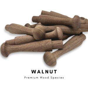 Balsam Point Workshop Walnut 3.5-Inch Premium Unfinished Wood Shaker Pegs with 5/8-Inch Tenon Sanded Smooth for Staining - Use for Crafting and Woodworking (10-Pack)