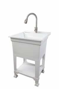 utilitysinks usa-made plastic freestanding 24 in x 24-inch utilitytub heavy duty compact utility sink ideal for workshop, laundry room, garage, greenhouse, pet wash station (white)