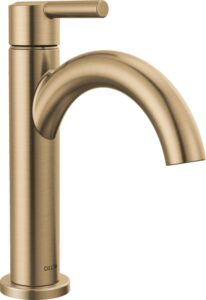 delta faucet nicoli gold bathroom faucet, single hole bathroom sink faucet, single handle bathroom faucet, pop-up drain assembly, champagne bronze 15749lf-cz