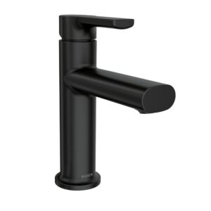 moen meena matte black one-handle single hole modern bathroom sink faucet with optional deckplate and drain assembly, 84794bl