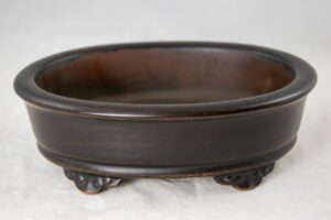 vintage oval yixing zisha bonsai pot, cactus & succulent planter + mesh - 8.25"x 6.25"x 2.5"