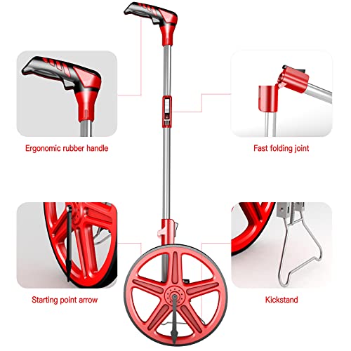 ZHJAN Distance Measuring Wheel in Feet and Inch,Collapsible with One key to Zero,Kickstand,Cloth Carrying Bag,Portable Measurement Wheel Professional engineering Road Measuring Tool