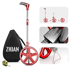 ZHJAN Distance Measuring Wheel in Feet and Inch,Collapsible with One key to Zero,Kickstand,Cloth Carrying Bag,Portable Measurement Wheel Professional engineering Road Measuring Tool