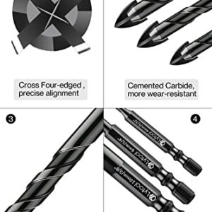 Masonry Concrete Drill Bit Set, Lytool 10Pcs Ceramic Tile Bits for Drill, Carbide Tip Hex Shank Bit for Brick, Tile, Wood, Glass, Plastic, Wall Mirror, Paver on Concrete or Brick Wall, 1/8" to 1/2"