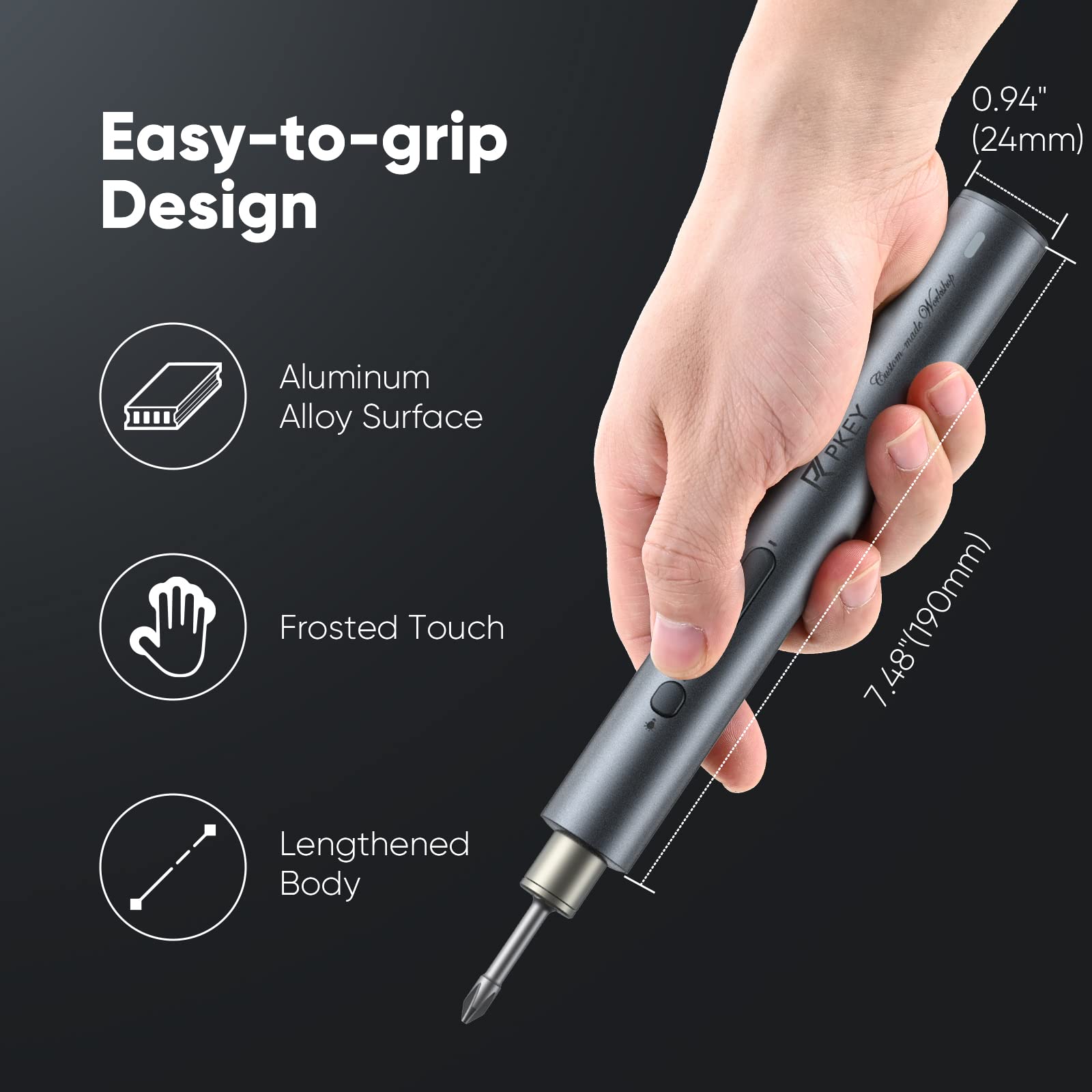 PKEY Electric Screwdriver Set, Cordless Screwdriver with 32 Magnetic Bits & 4 LED Lights, Torque Adjustment, Rechargeable 2000mAh Battery, Repair Tool Kit for Door Locks, Printers, Computer, Bicycle