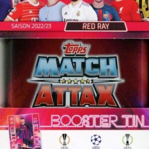 2022/23 Topps Match Attax Champions League Soccer EXCLUSIVE Collectors Booster TIN with 38 Cards Including (2) LIMITED EDITION Cards! Look for Haaland, Ronaldo, Messi, Mbappe, Pedri & More! WOWZZER