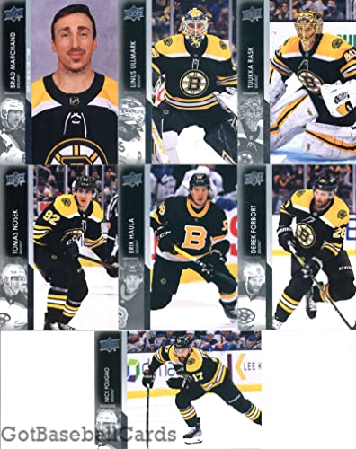 2021-22 Upper Deck Extended Series Boston Bruins Team Set of 7 Cards: Nick Foligno(#512), Derek Forbort(#513), Erik Haula(#514), Tomas Nosek(#515), Tuukka Rask(#516), Linus Ullmark(#517), Brad Marchand AS1(#667) - GotBaseballCards