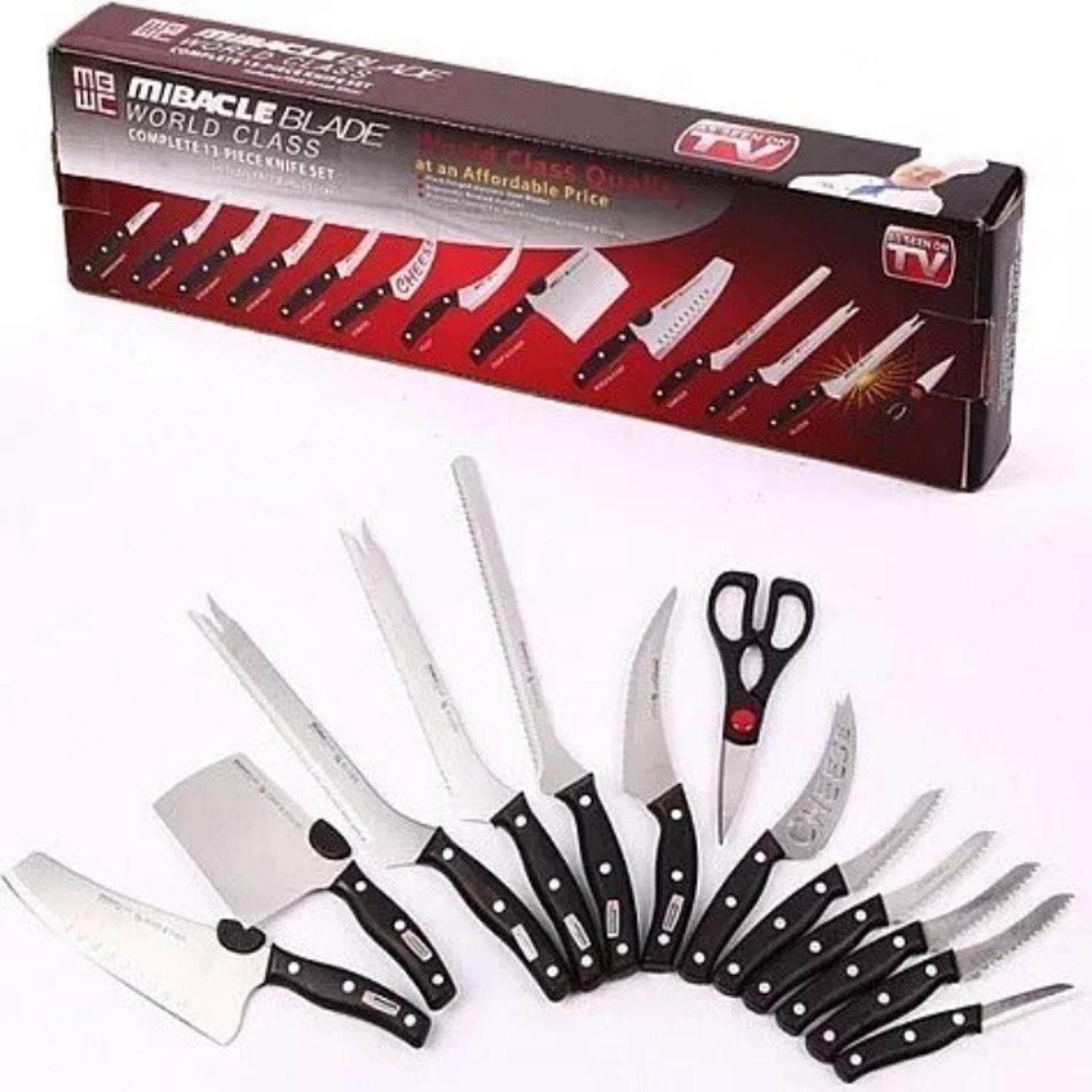 Miracle Blade IV World Class Professional Series 13 Piece Chef's Knife Collection and 8 IV World Class Steak Knives