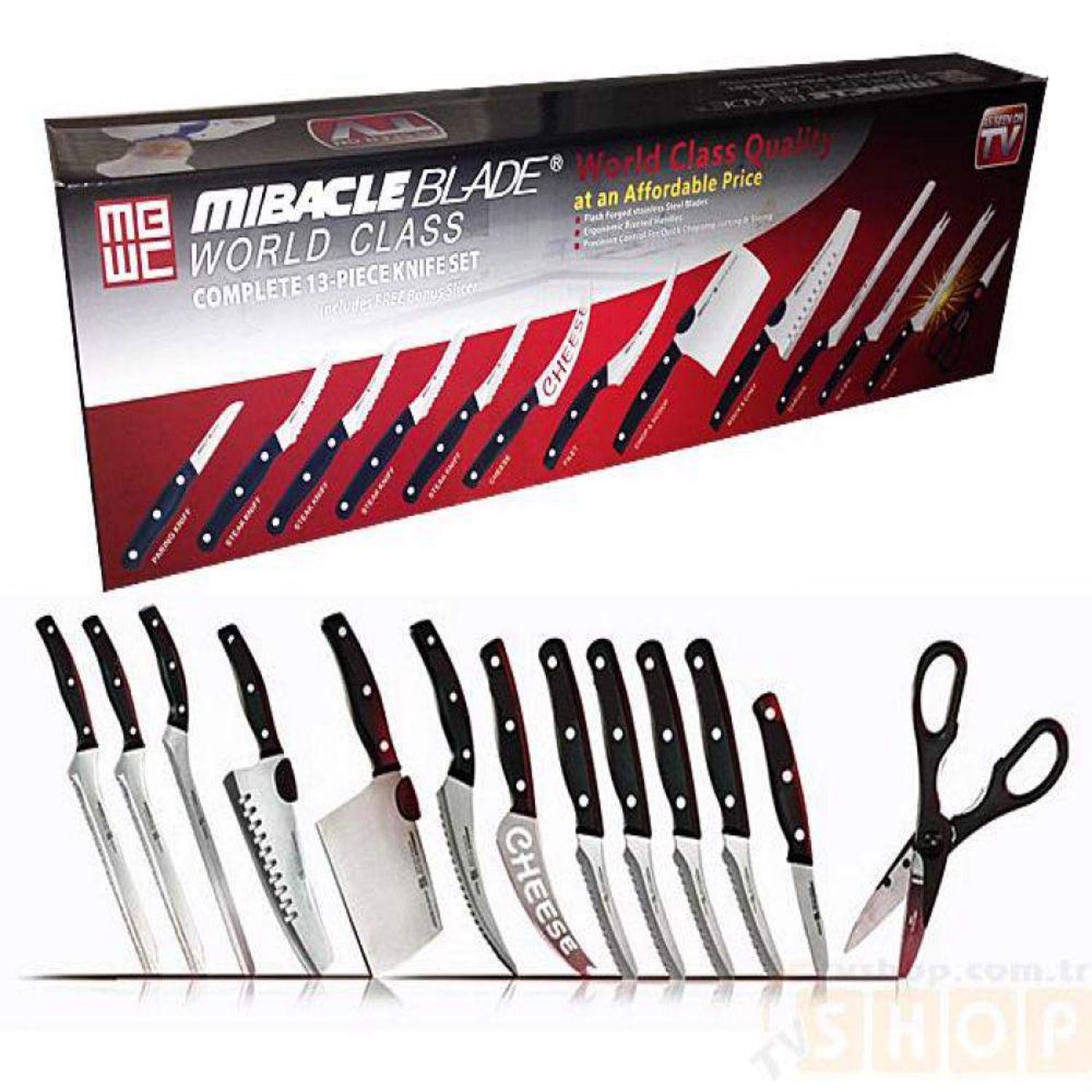 Miracle Blade IV World Class Professional Series 13 Piece Chef's Knife Collection and 8 IV World Class Steak Knives