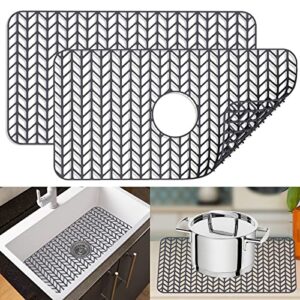 kitchen-sink-protector - guokller silicone sink-protectors for rear drain kitchen-sink, grid accessory, kitchen-sink-mats for bottom of farmhouse stainless steel kitchen-sink (26'' x 14'' (center), 1)