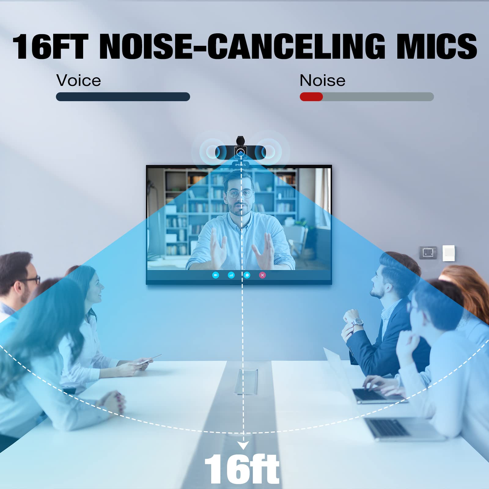 iMiSES USB C Webcam, 4K Webcam with Microphone, AI Auto-Framing, Privacy Cover, 90° FOV, White Balance, Noise-Reduce, Plug & Play, 4K Webcam for Streaming/Online Education/Video Calls/Conference