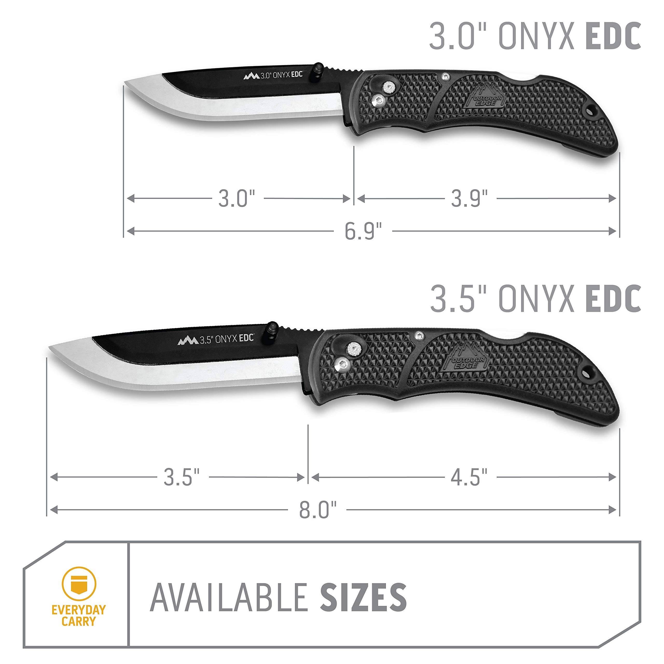 OUTDOOR EDGE 3.5" Onyx EDC - Pocket Knife with Replaceable Blades and Pocket Clip. The Perfect Razor Sharp EDC Knife. Black with 27 Extra Blades